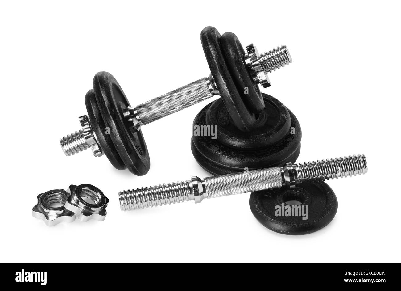 Barbell and parts of one isolated on white Stock Photo - Alamy