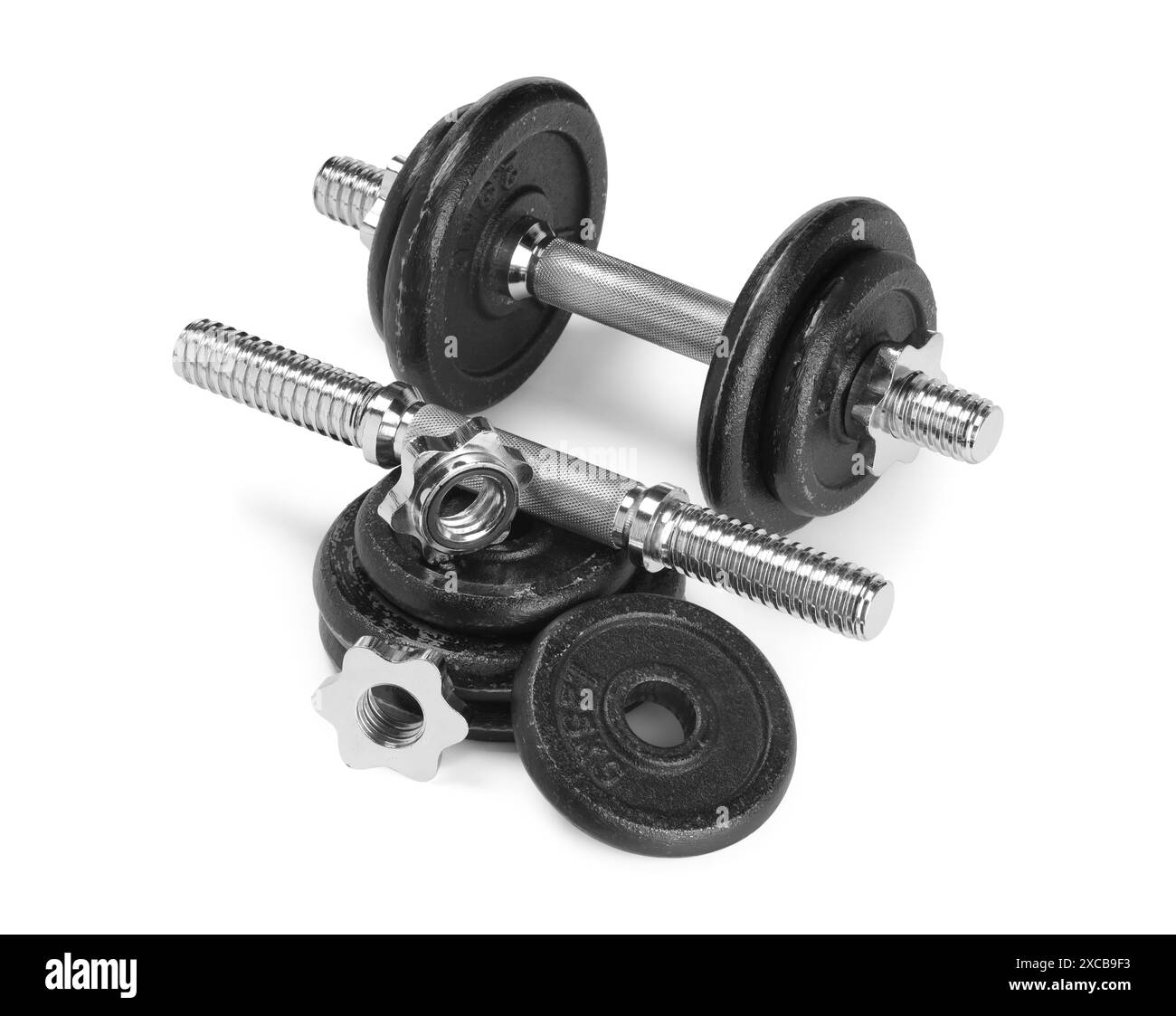 Barbell and parts of one isolated on white Stock Photo - Alamy