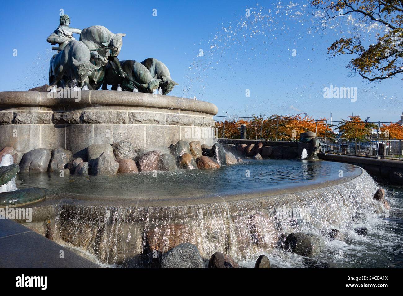 Gefion Fountain (Gefionspringvandet) in Copenhagen, Denmark in sunny ...