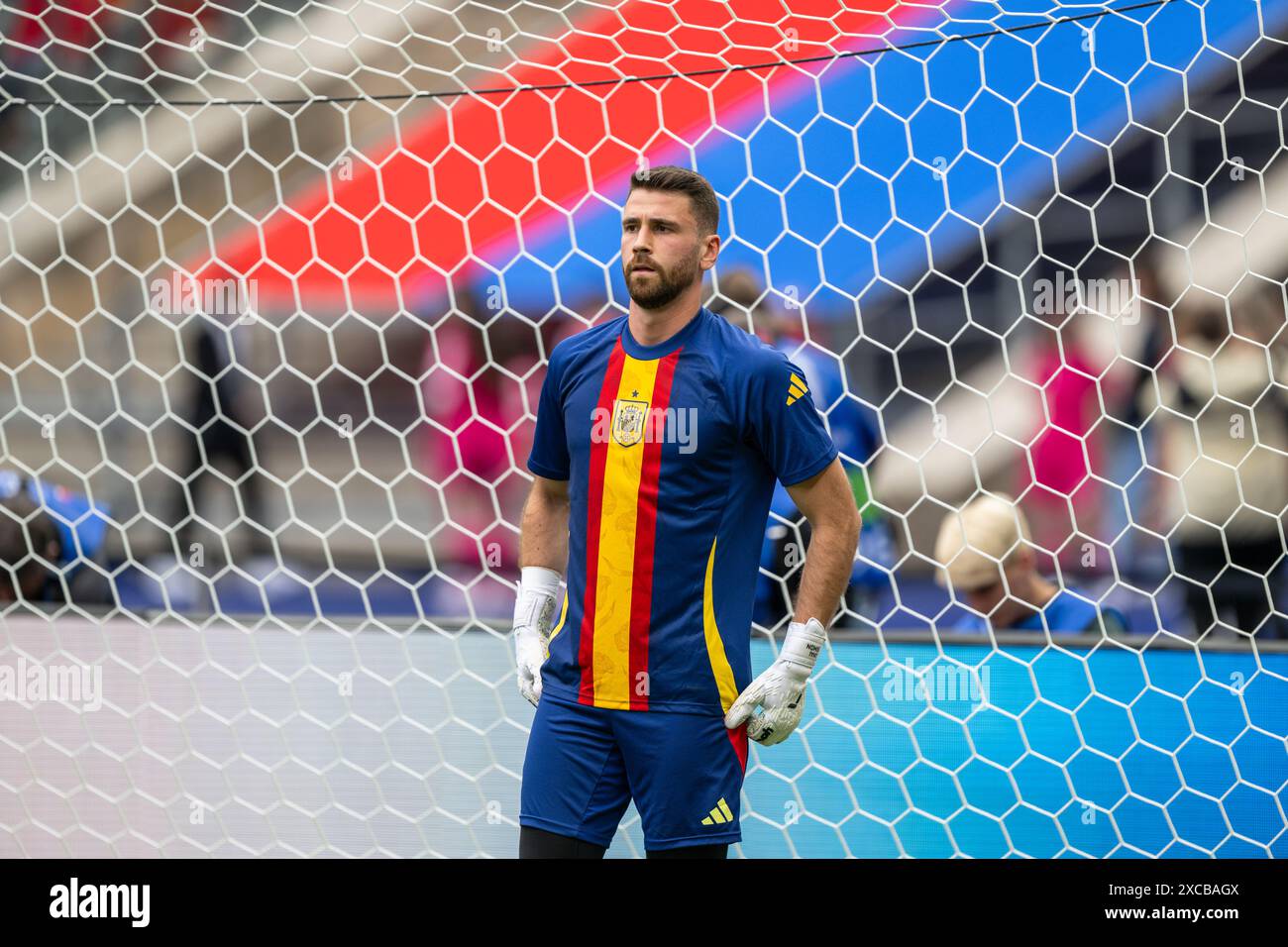 Berlin, Germany. 15th June, 2024. Goalkeeper Unai Simon of Spain is ...