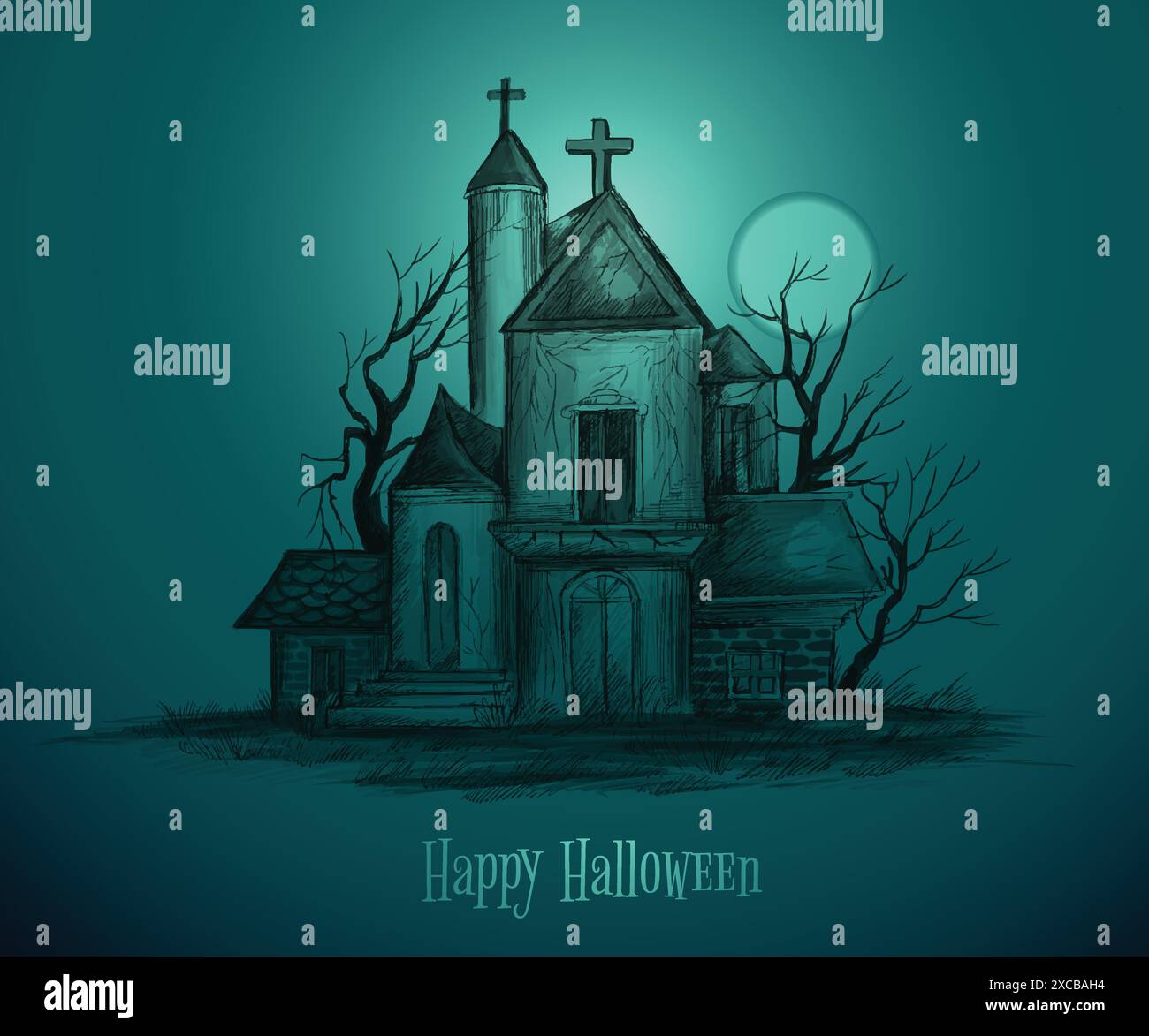 Halloween haunted house background Stock Vector Image & Art - Alamy
