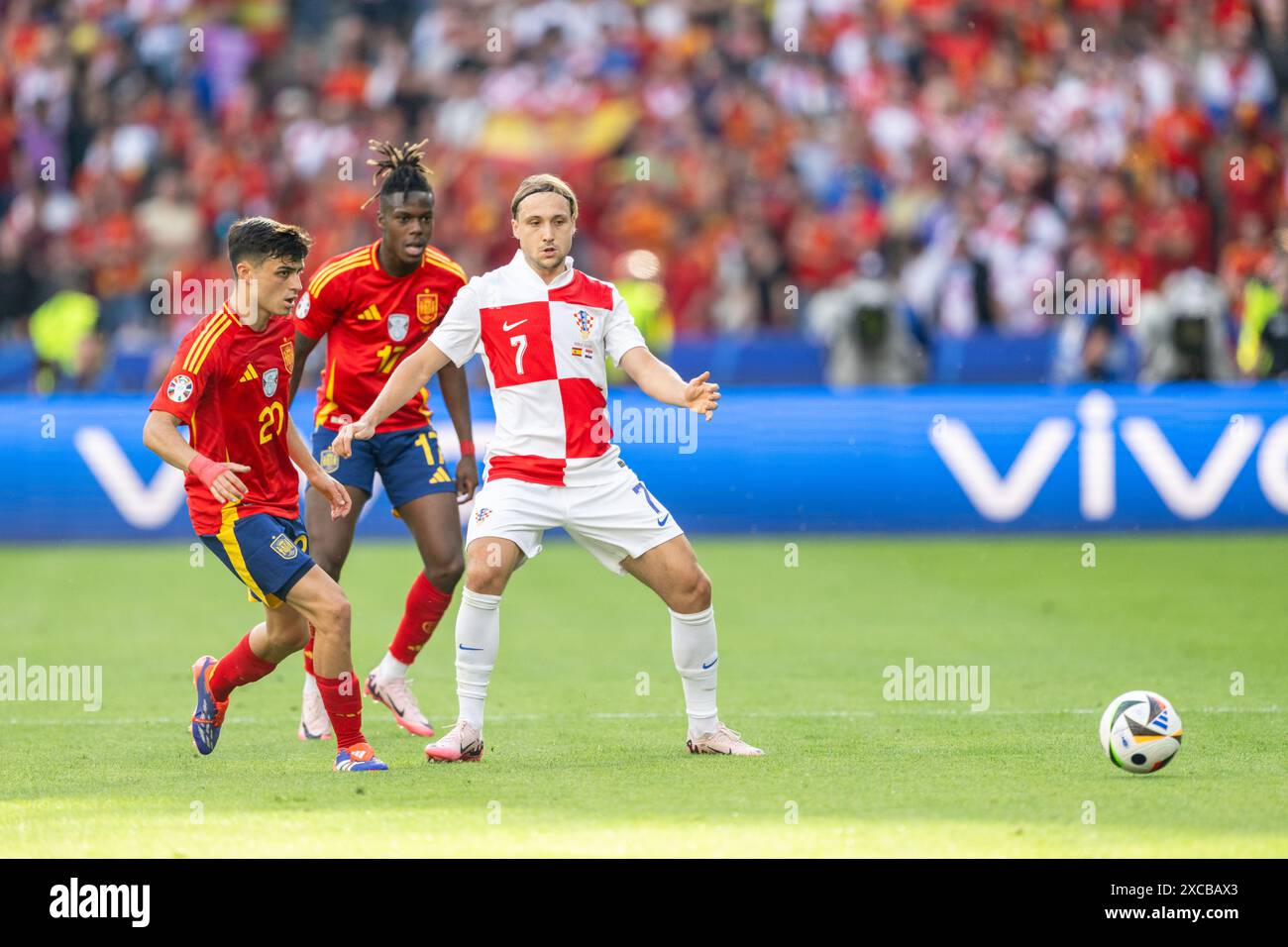 Berlin, Germany. 15th June, 2024. Lovro Majer (7) of Croatia seen ...