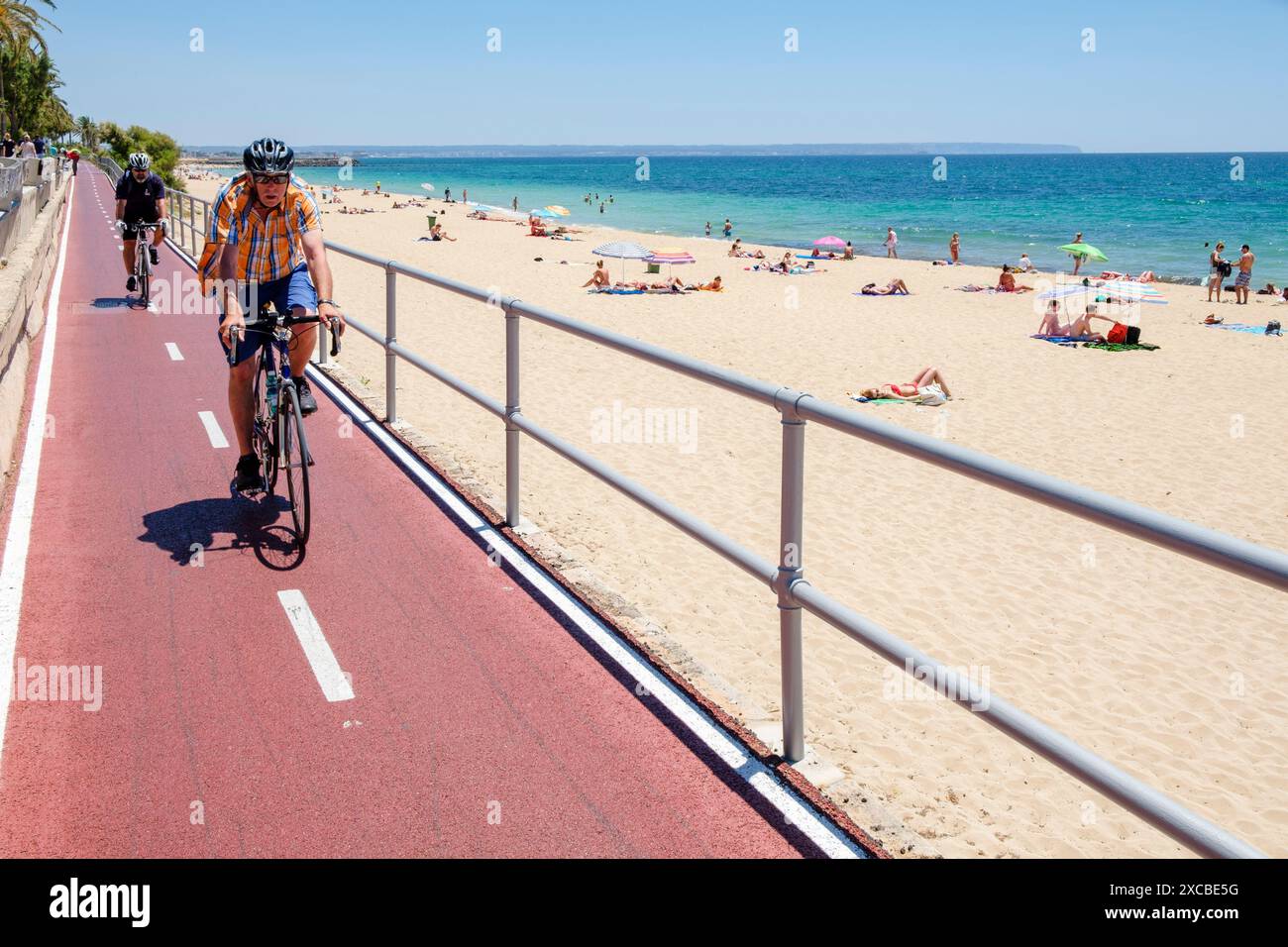 bike path, Can Pere Antoni beach, Palma, Mallorca, balearic islands ...
