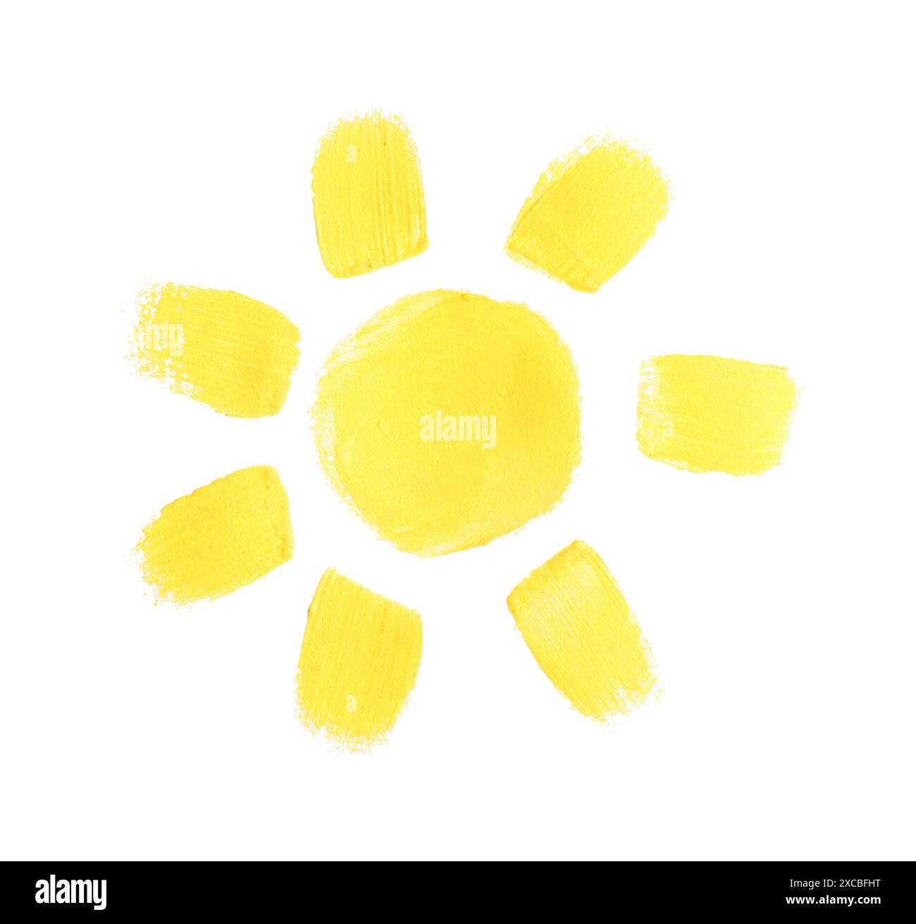 Child's painting of sun on white background Stock Photo - Alamy