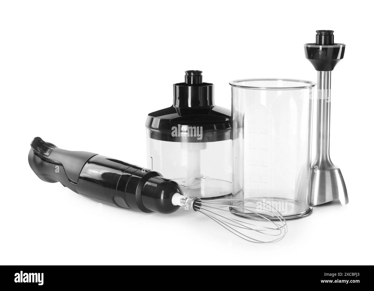 Modern hand blender kit isolated on white Stock Photo - Alamy