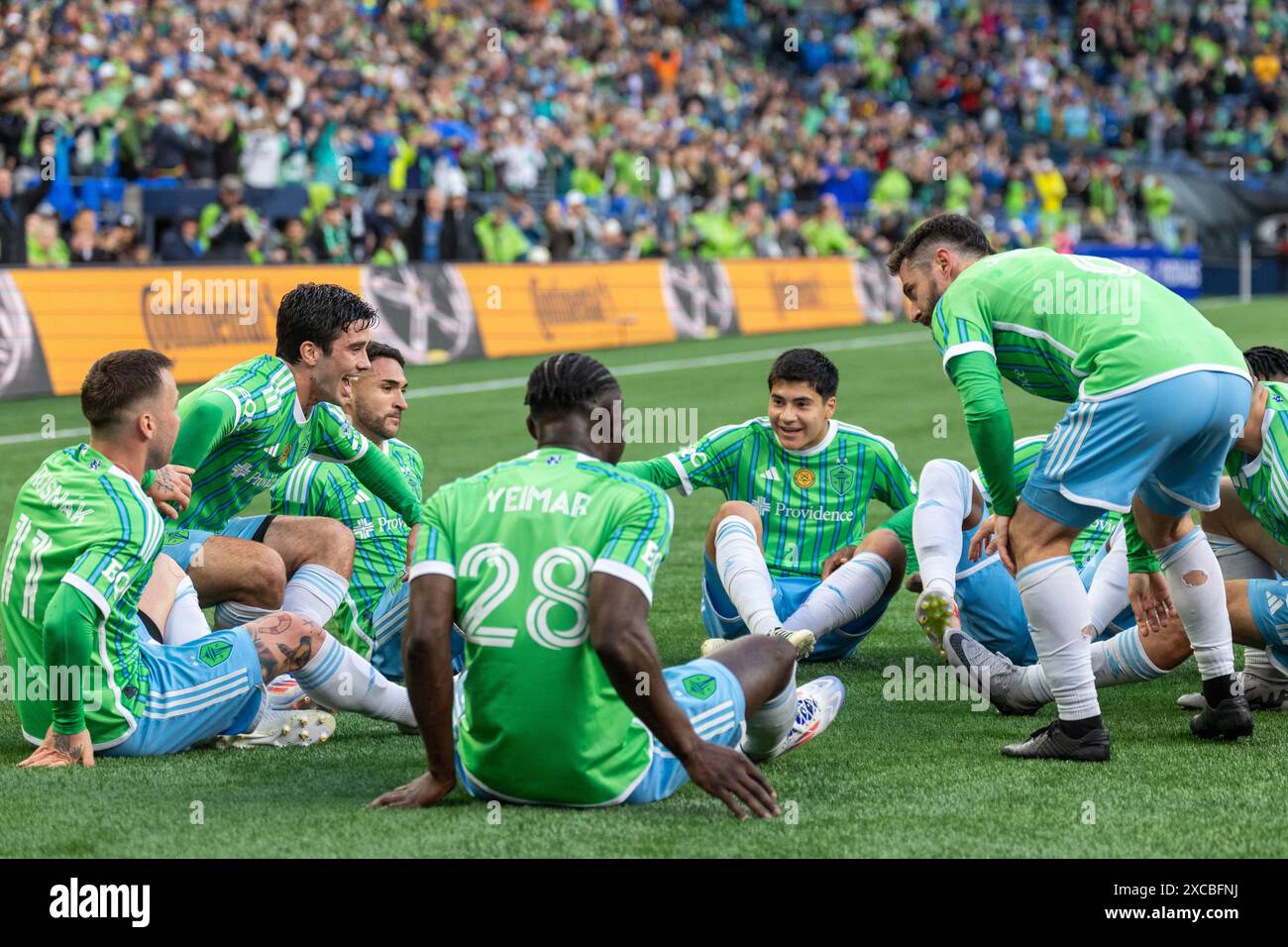 Seattle, Washington, USA. 15th June, 2024. Seattle Sounders players ...