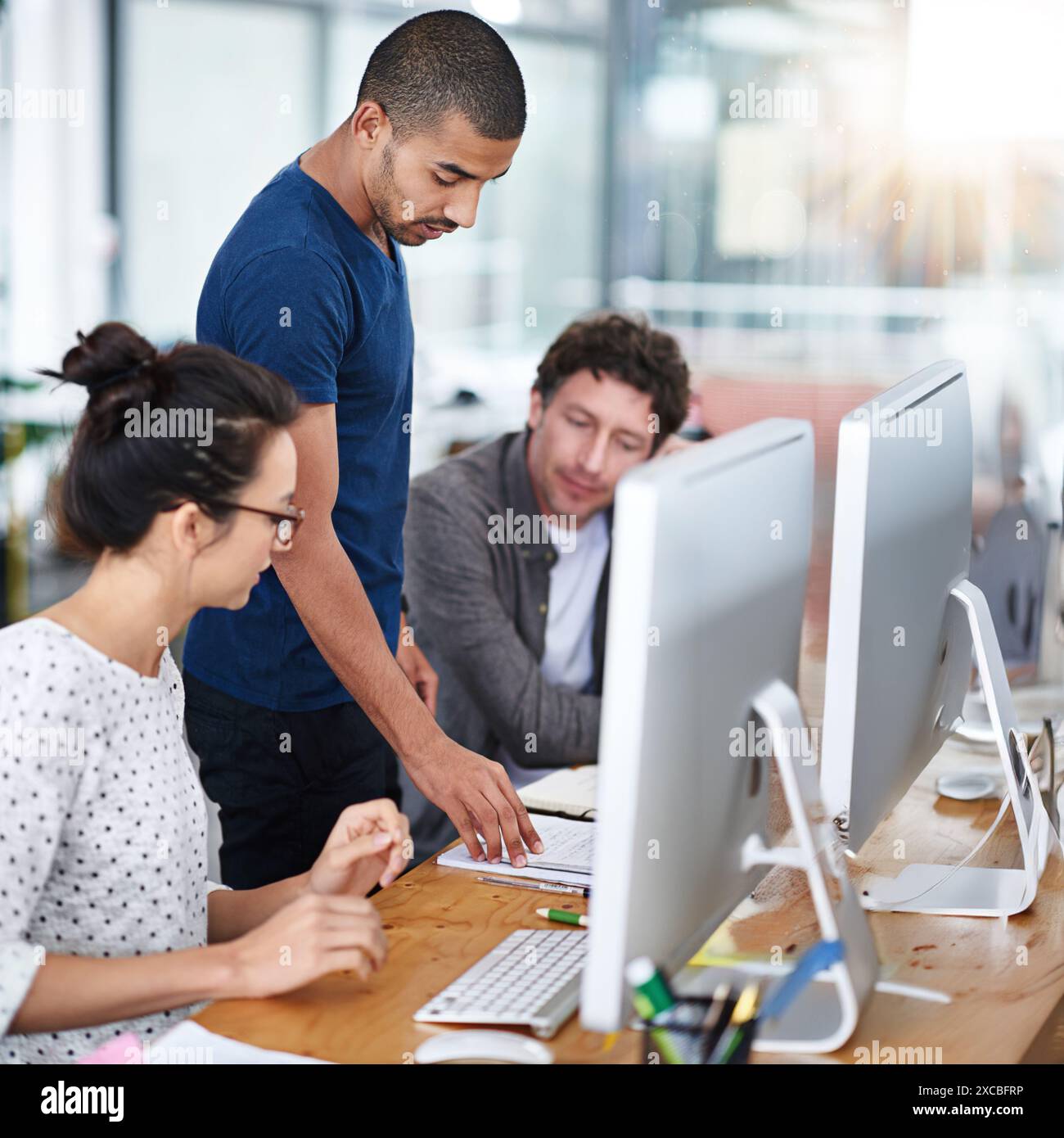 Business people, teamwork and planning in office with problem solving ...