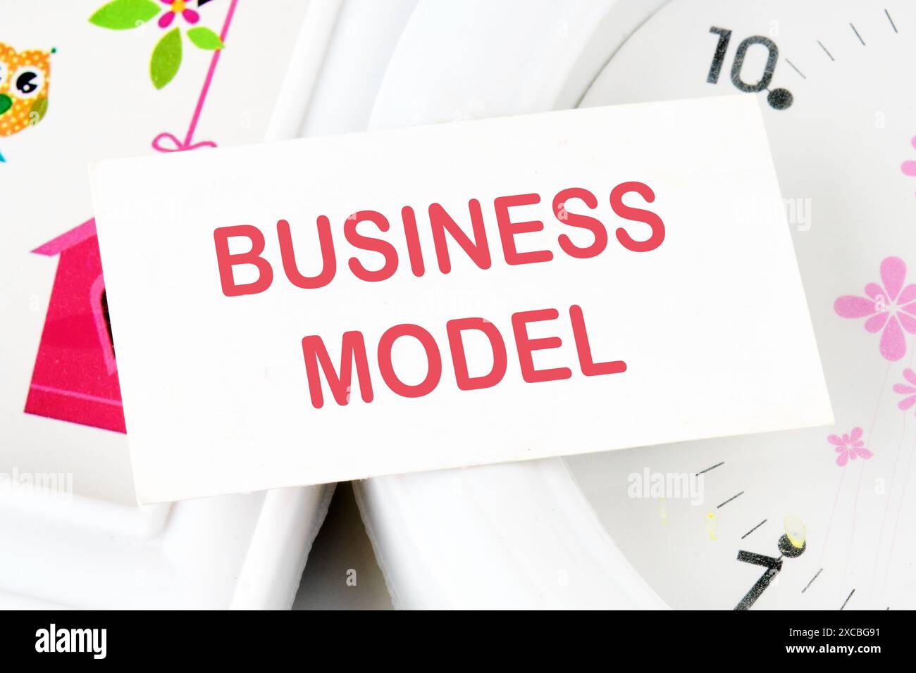 BUSINESS MODEL text text on the business card on the background of the ...