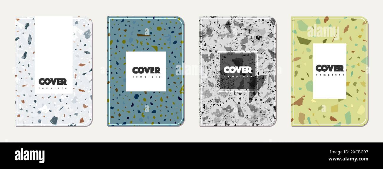 School diary cover design. Terrazzo abstract background made of natural ...