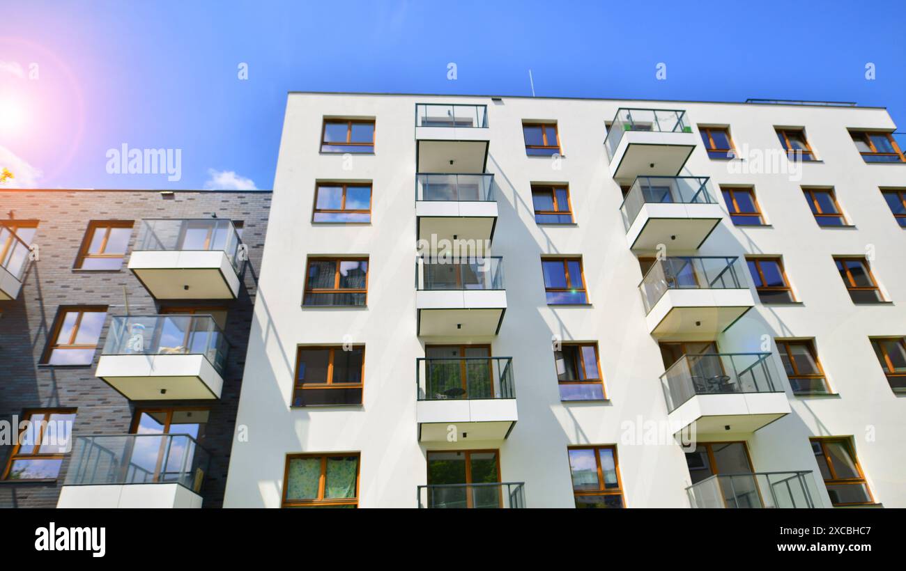 European residential architecture. Modern house facade exterior. New ...