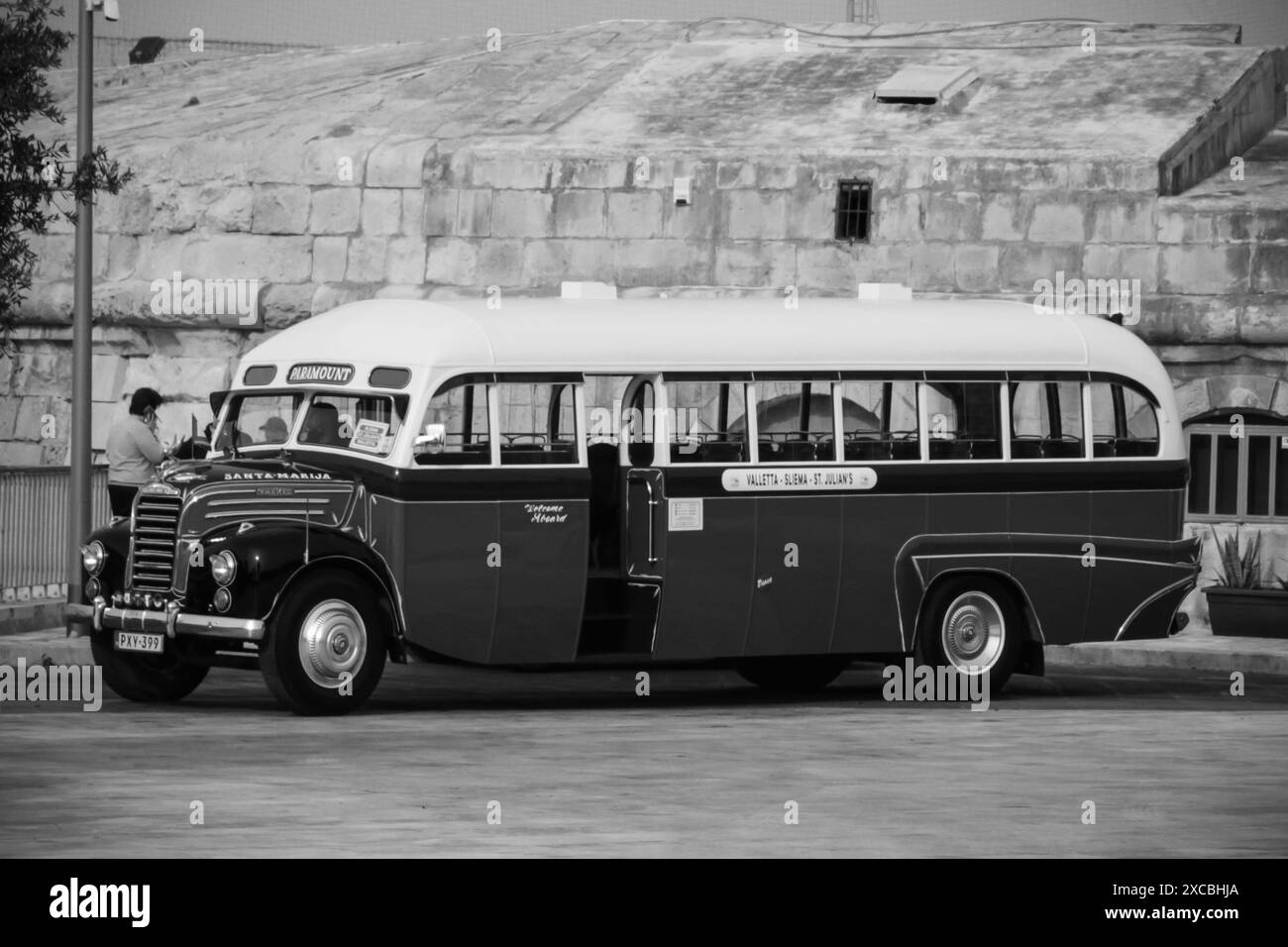 old bus on the street Stock Photo - Alamy