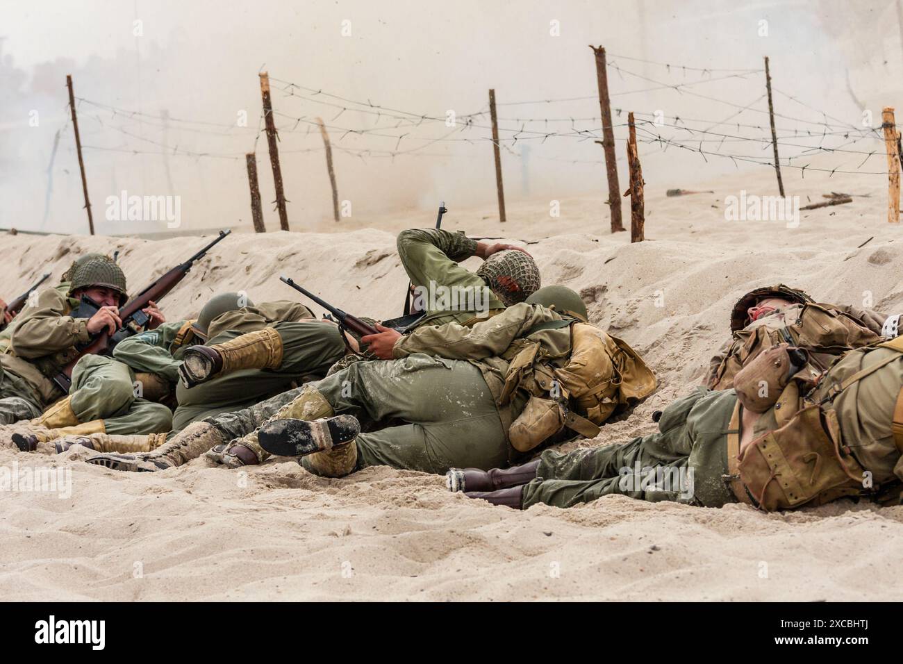 Historical reconstruction. US infantry soldiers from World War II ...