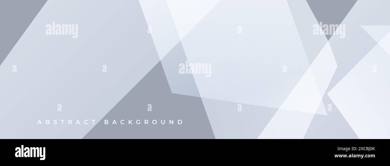 Grey modern abstract wide banner with white geometric shapes. Gray and ...