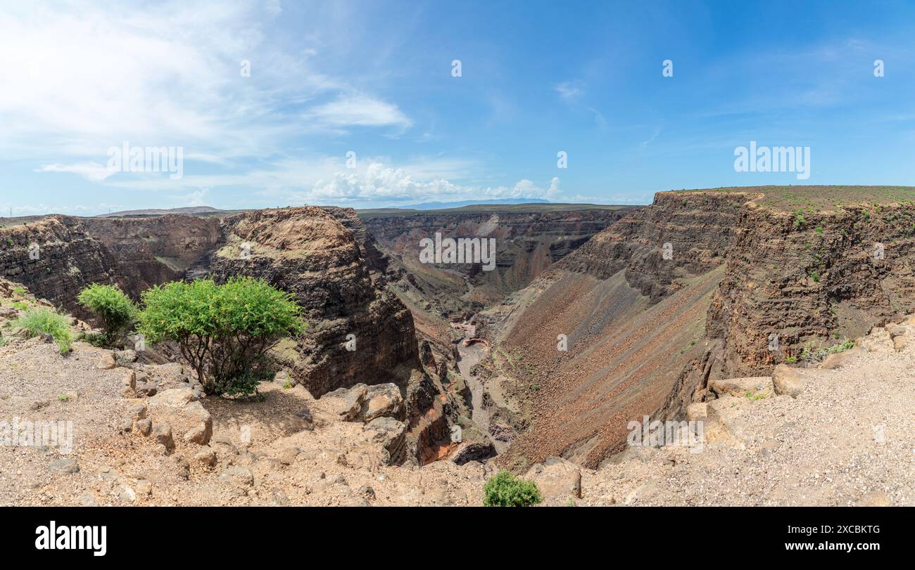 Earth crack canyon at Afar triangle panorama, Tajourah Djibouti Stock ...