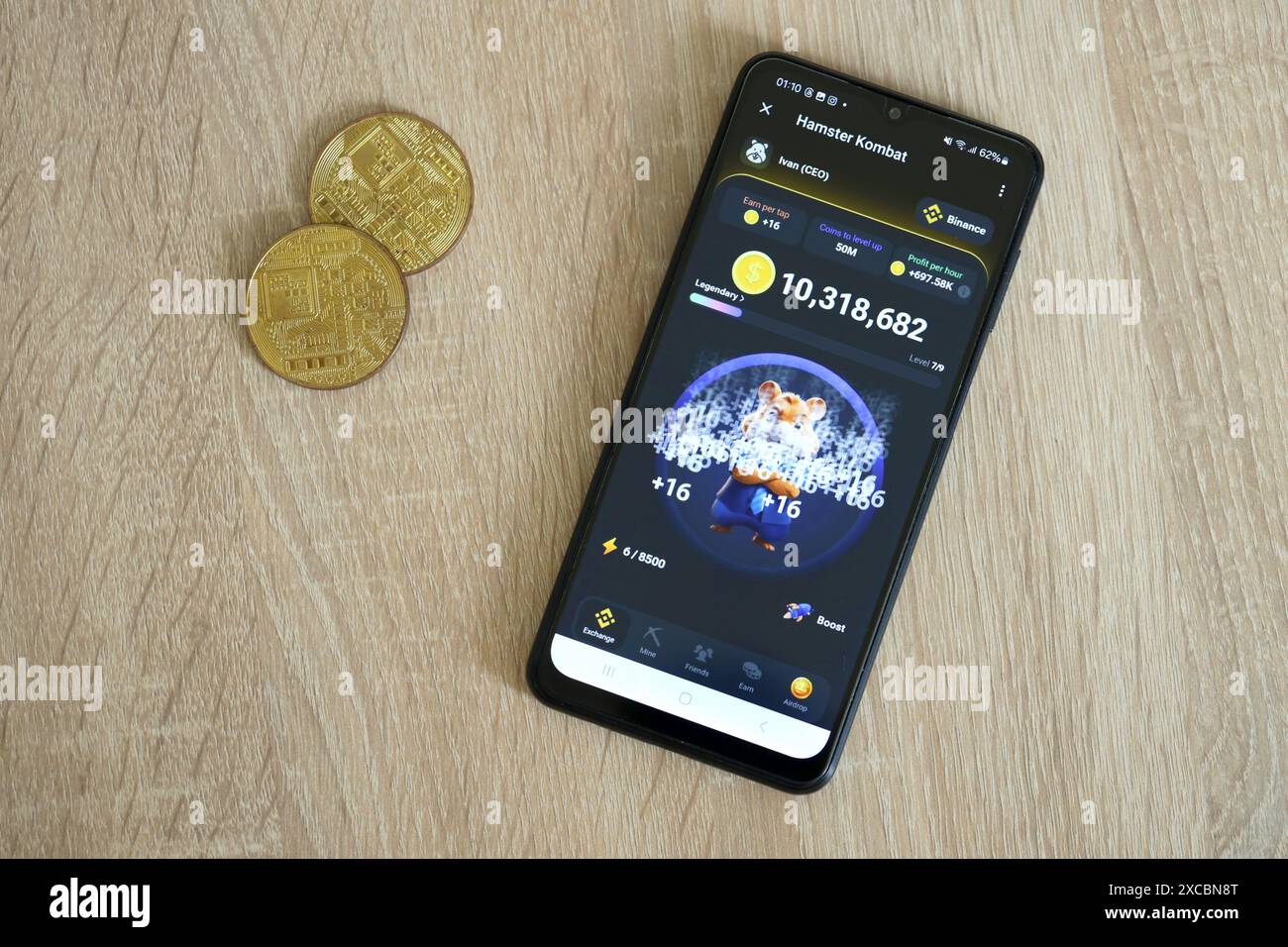 KYIV, UKRAINE - APRIL 20, 2024 Hamster Kombat telegram bot on ...