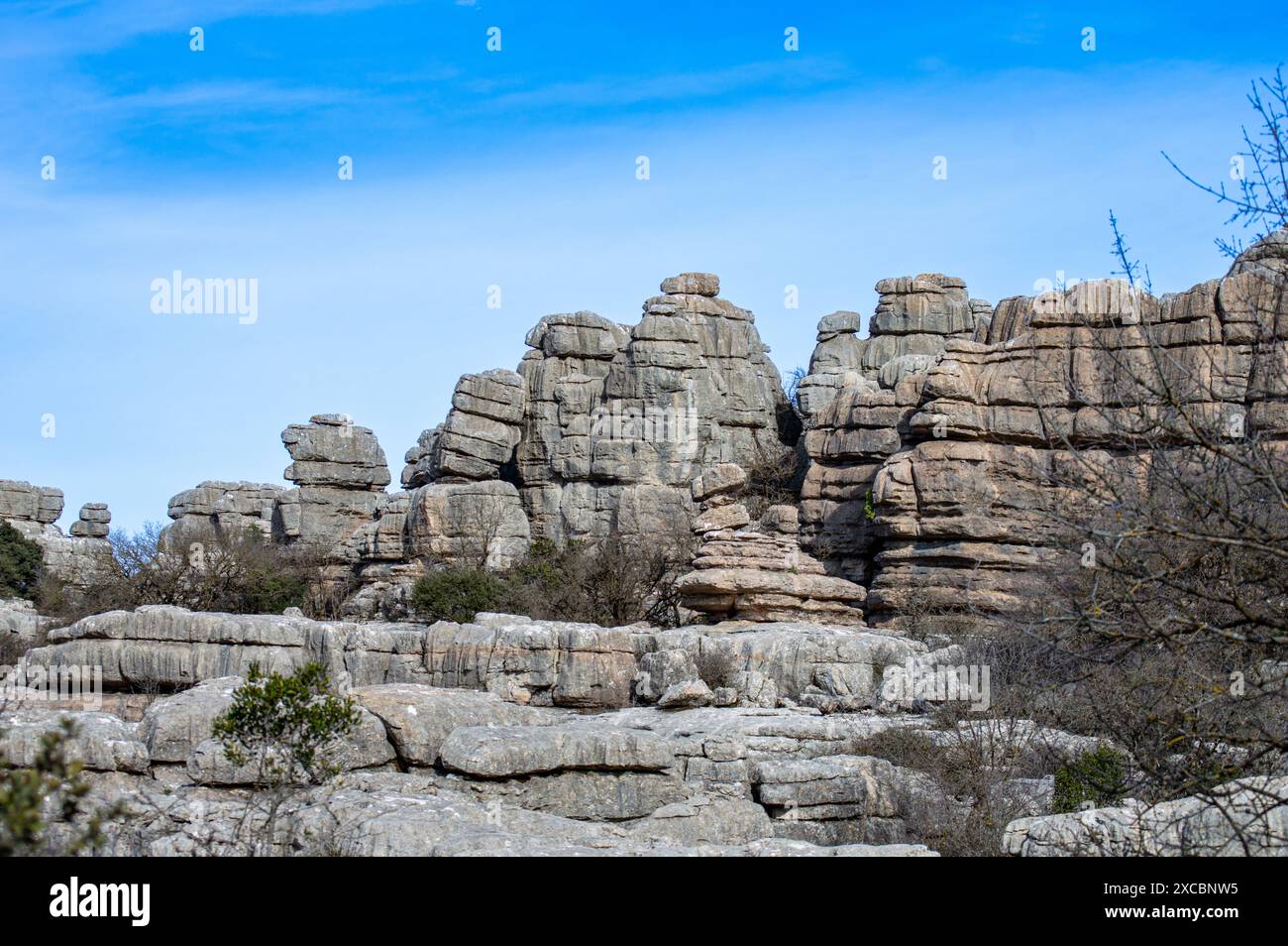 Hiking in the Torcal de Antequerra National Park, limestone rock ...