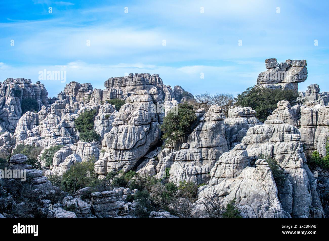 Hiking in the Torcal de Antequerra National Park, limestone rock ...