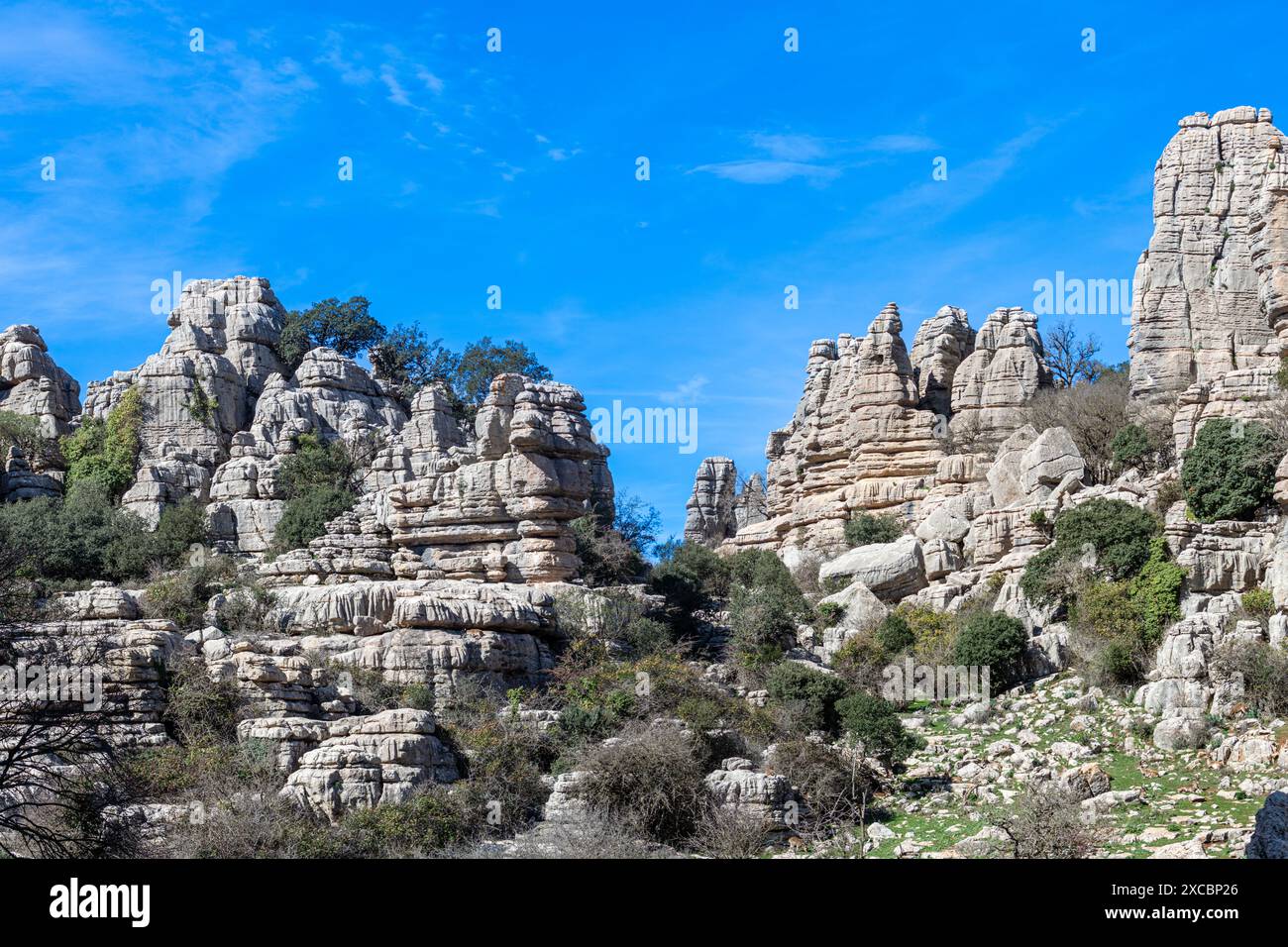 Hiking in the Torcal de Antequerra National Park, limestone rock ...