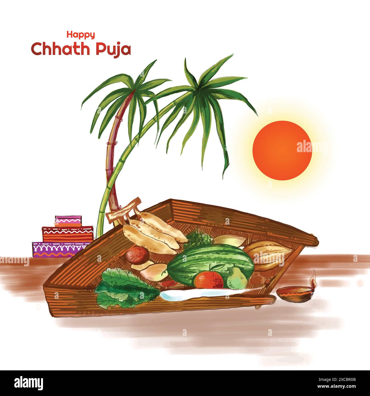 Happy Chhath Puja Holiday background for Sun festival of India Stock ...
