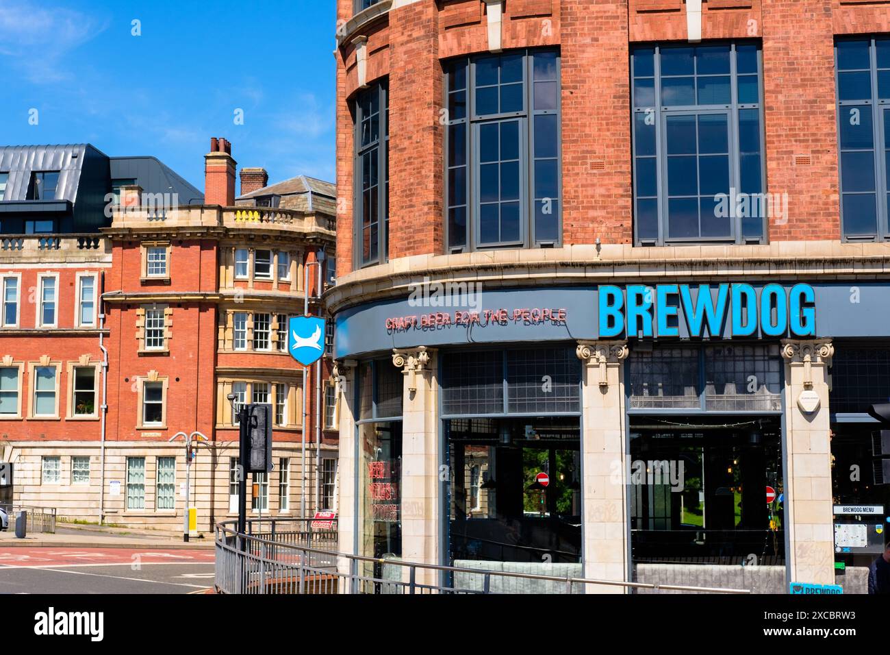 Leeds England: 2nd Jun 2024: Leeds BrewDog bar exterior on a sunny day ...