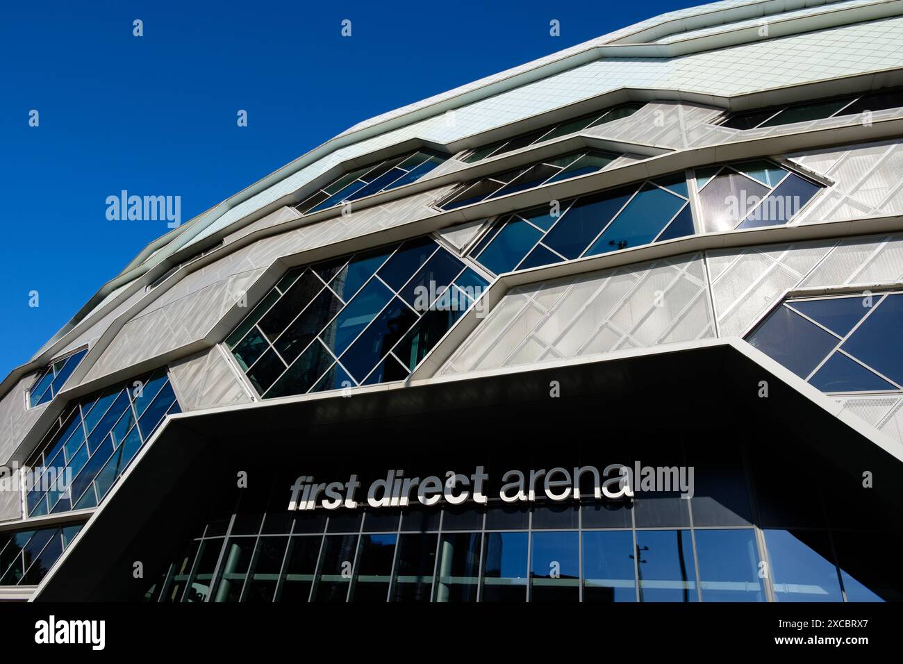 An exterior view of the Leeds First Direct Arena on a sunny day ...