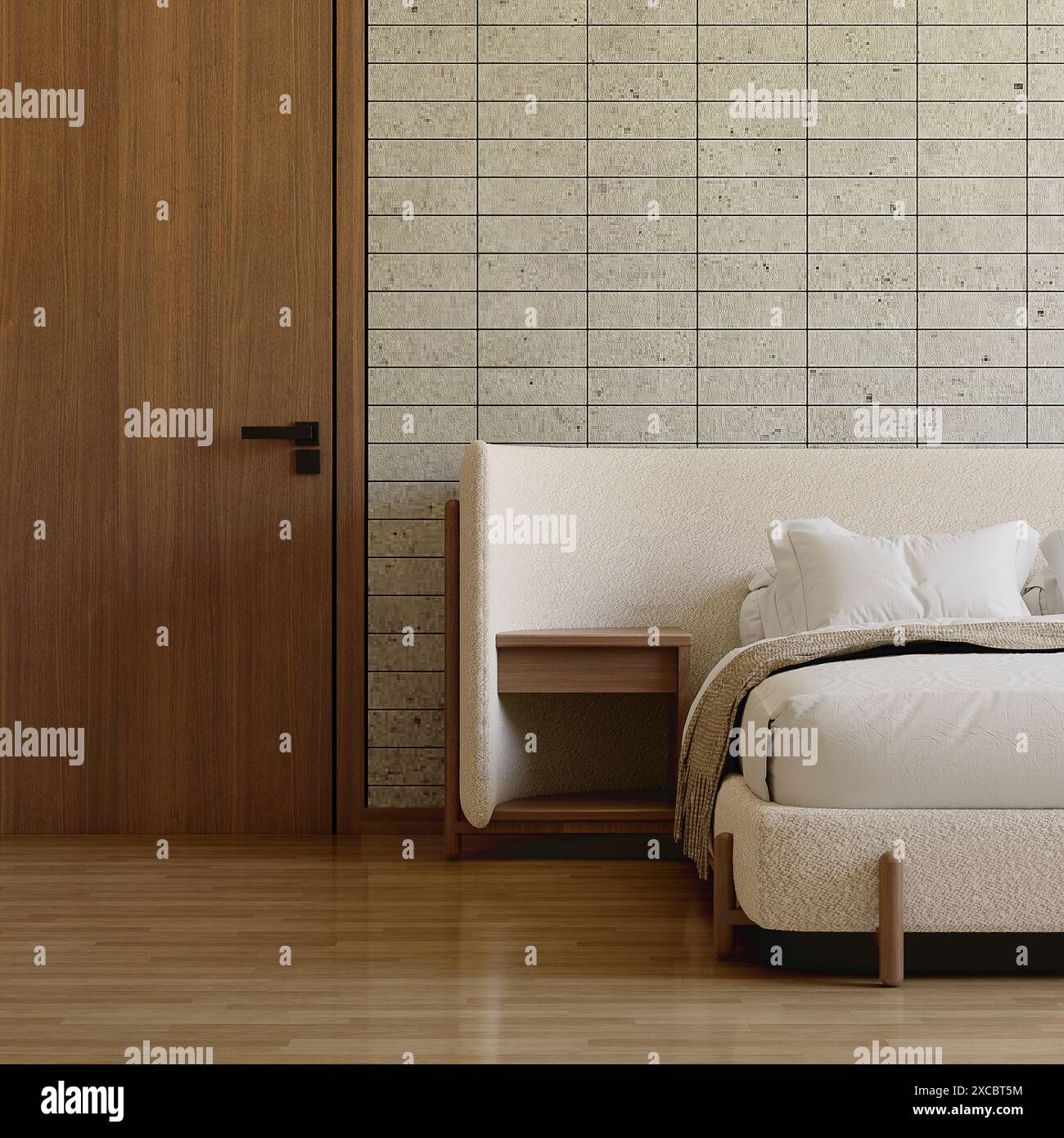 bedroom and wall concept 3d render view Stock Photo - Alamy