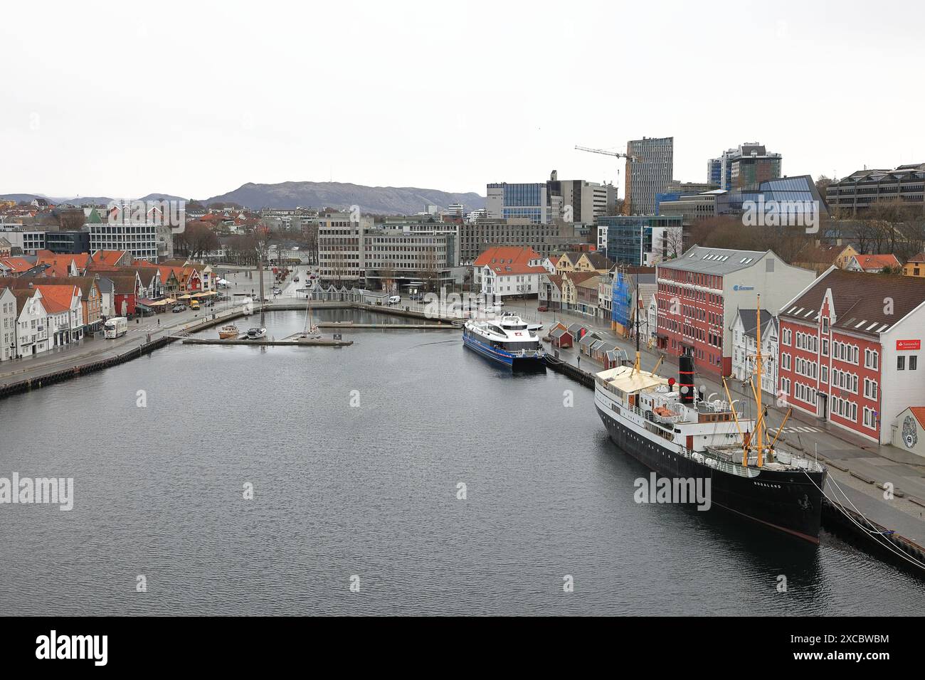 An aerial view of the port of Stavanger. Stavanger in south west Norway ...