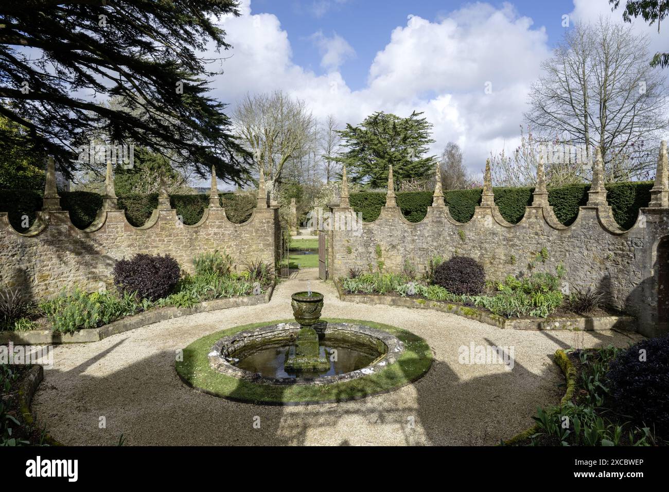 Athelhampton Hall, Athelhampton, Dorset, England, UK - view of garden ...