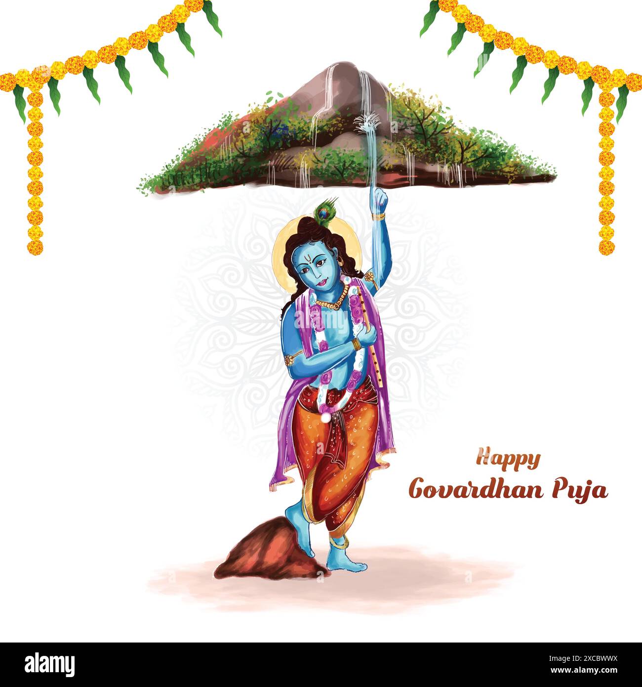 Indian religious festival happy govardhan puja celebration background ...