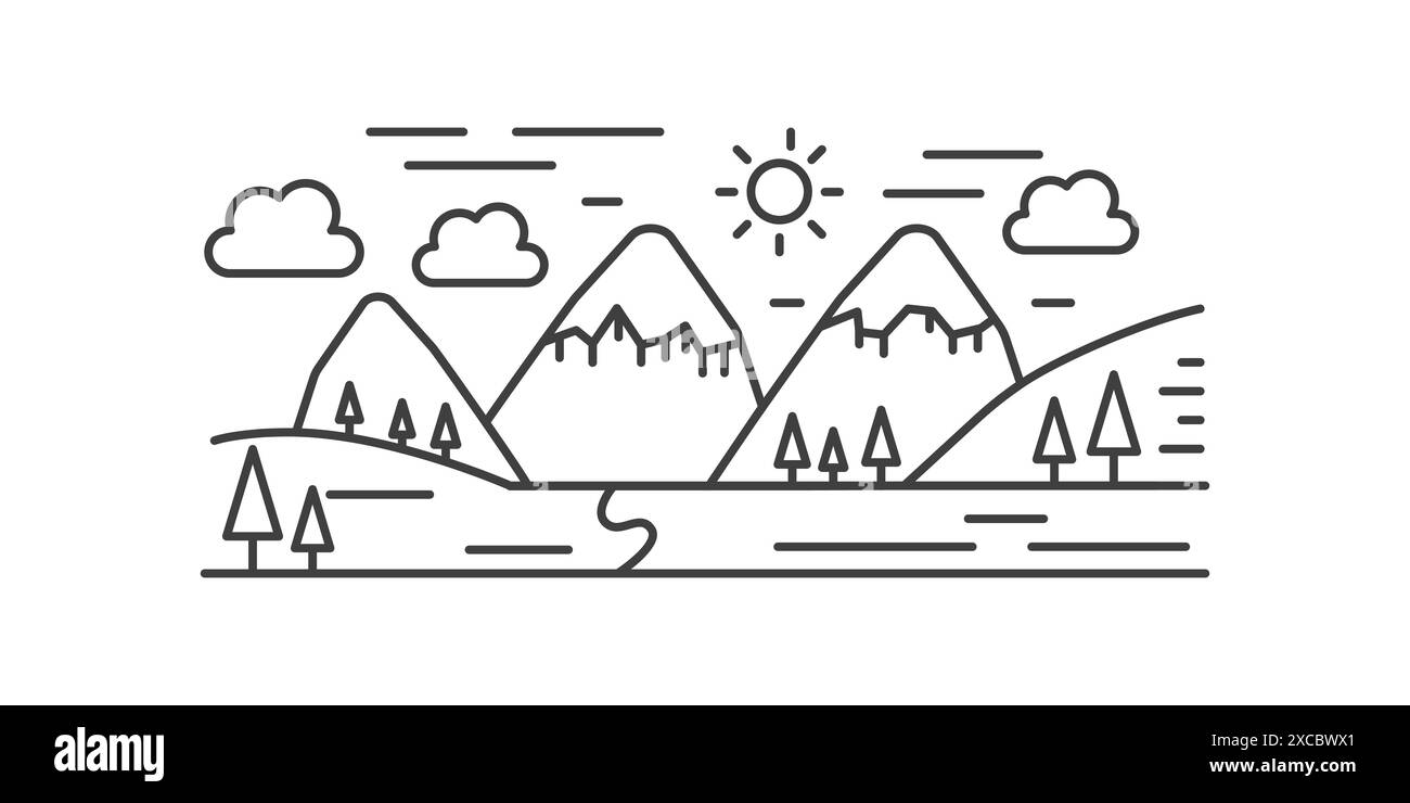 Natural summer landscape of mountain valley with path leading to rocks ...