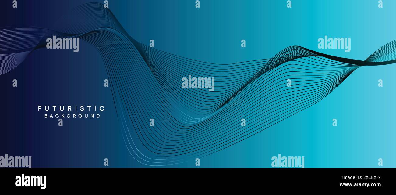 Abstract Peacock Blue, Ocean Blue Technological Modern Flowing Wave ...