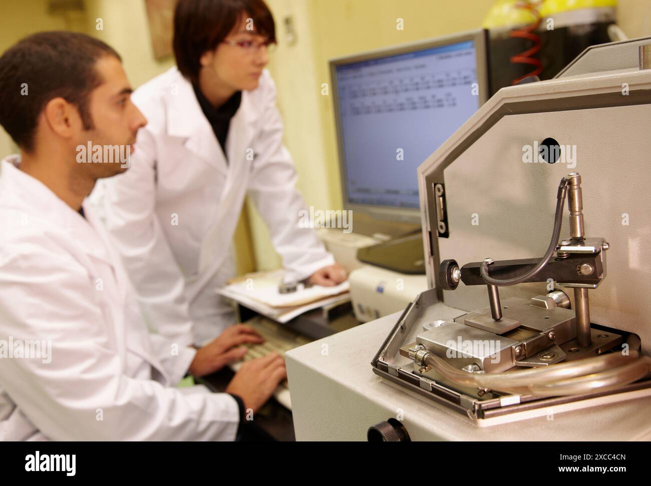 Analysis of steel composition, spectrometer, quality control laboratory ...