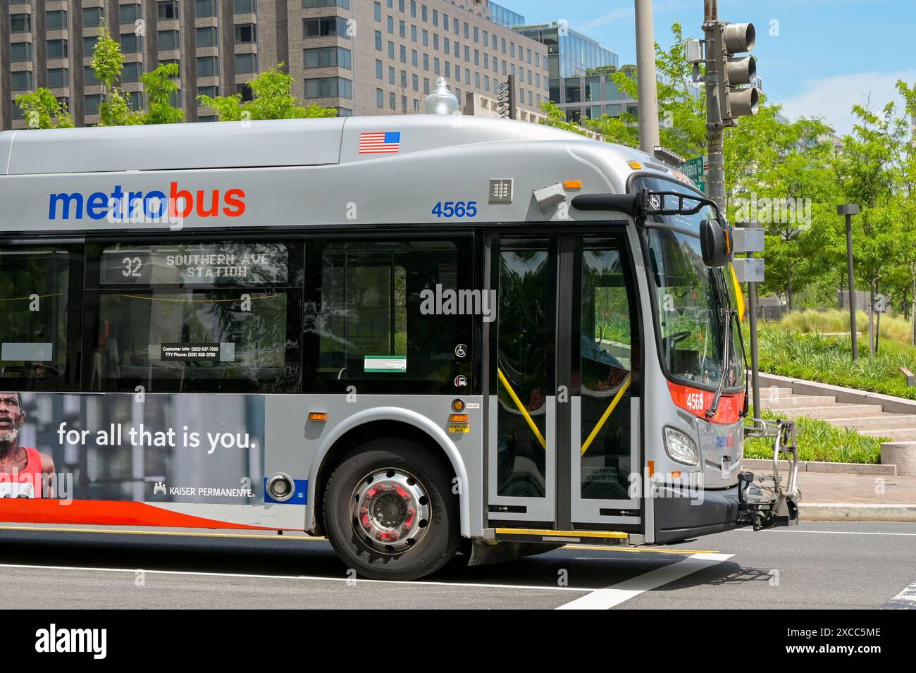 Washington DC, USA - 30 April 2024: Metrobus public service bus driving ...