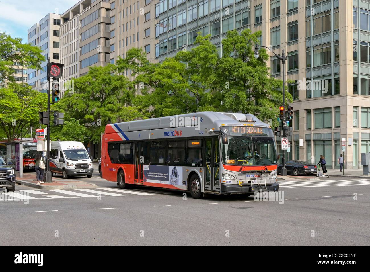 Washington DC, USA - 30 April 2024: Metrobus public service bus driving ...
