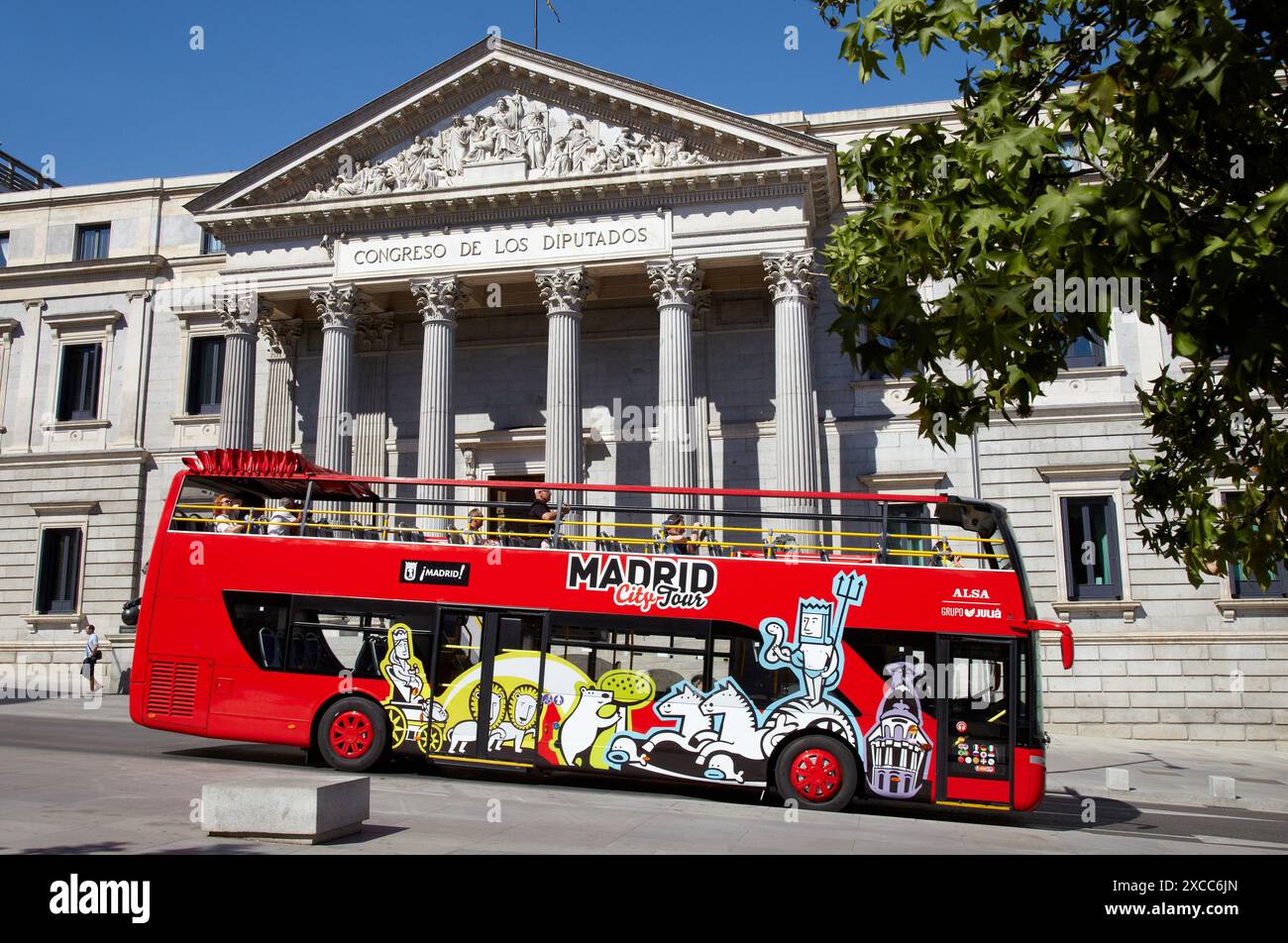 Tourist bus, Congress of Deputies, Palace of the Spanish Parliament ...