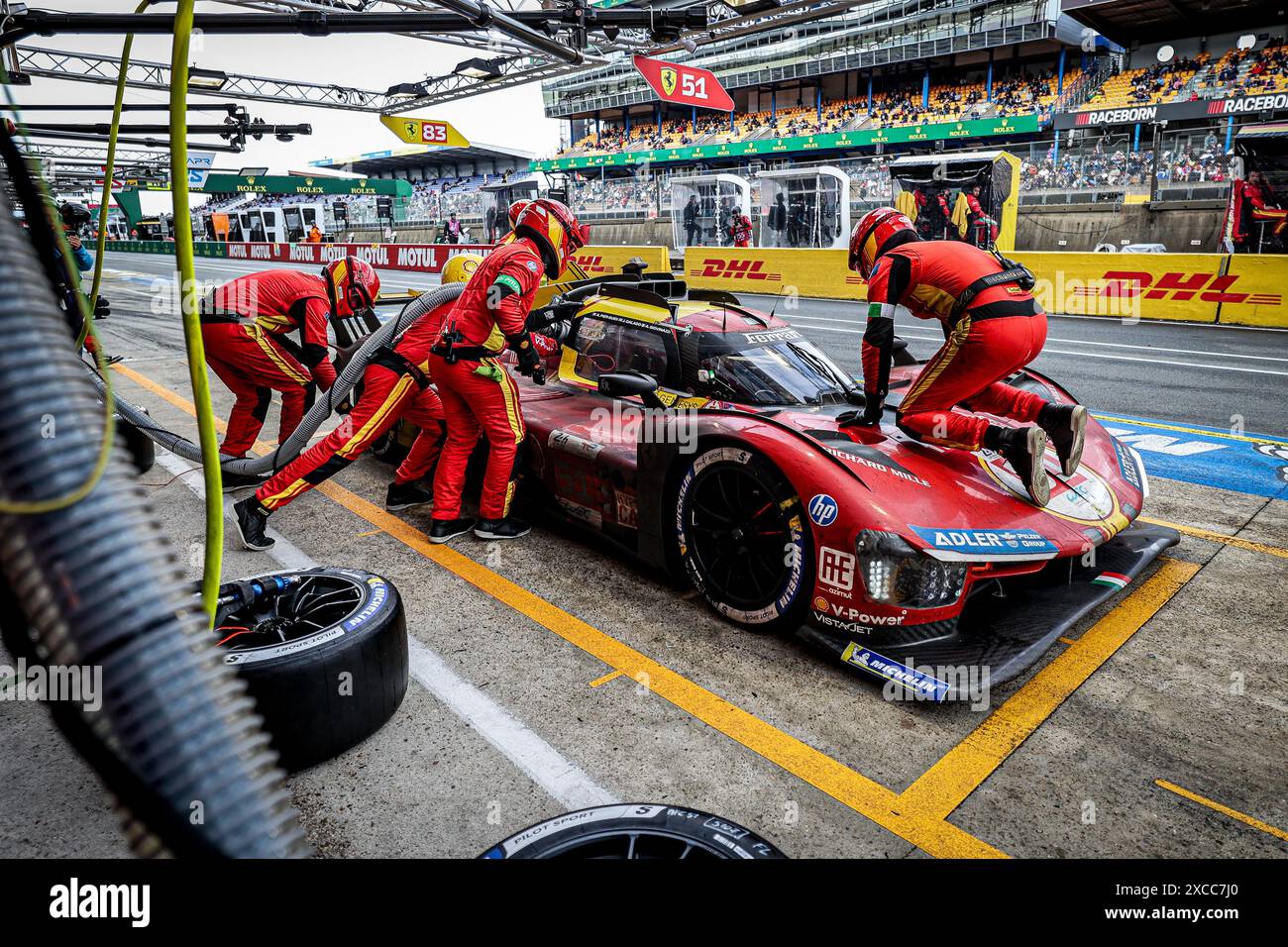 Le Mans, France. 16th June, 2024. pitlane, pitstop, arrêt aux stands 51 ...