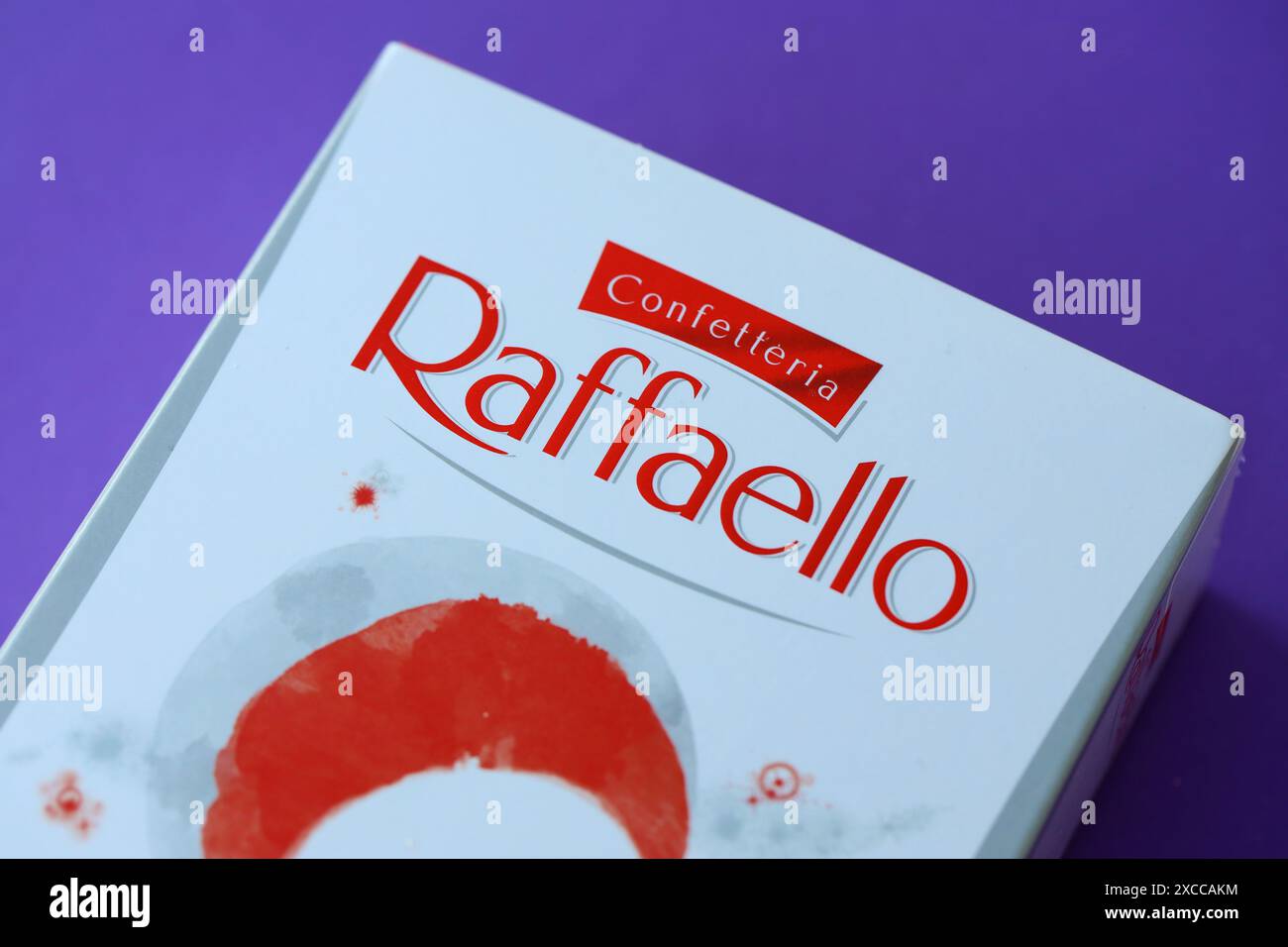 KYIV, UKRAINE - APRIL 20, 2024 Ferrero Raffaello premium sweets ...