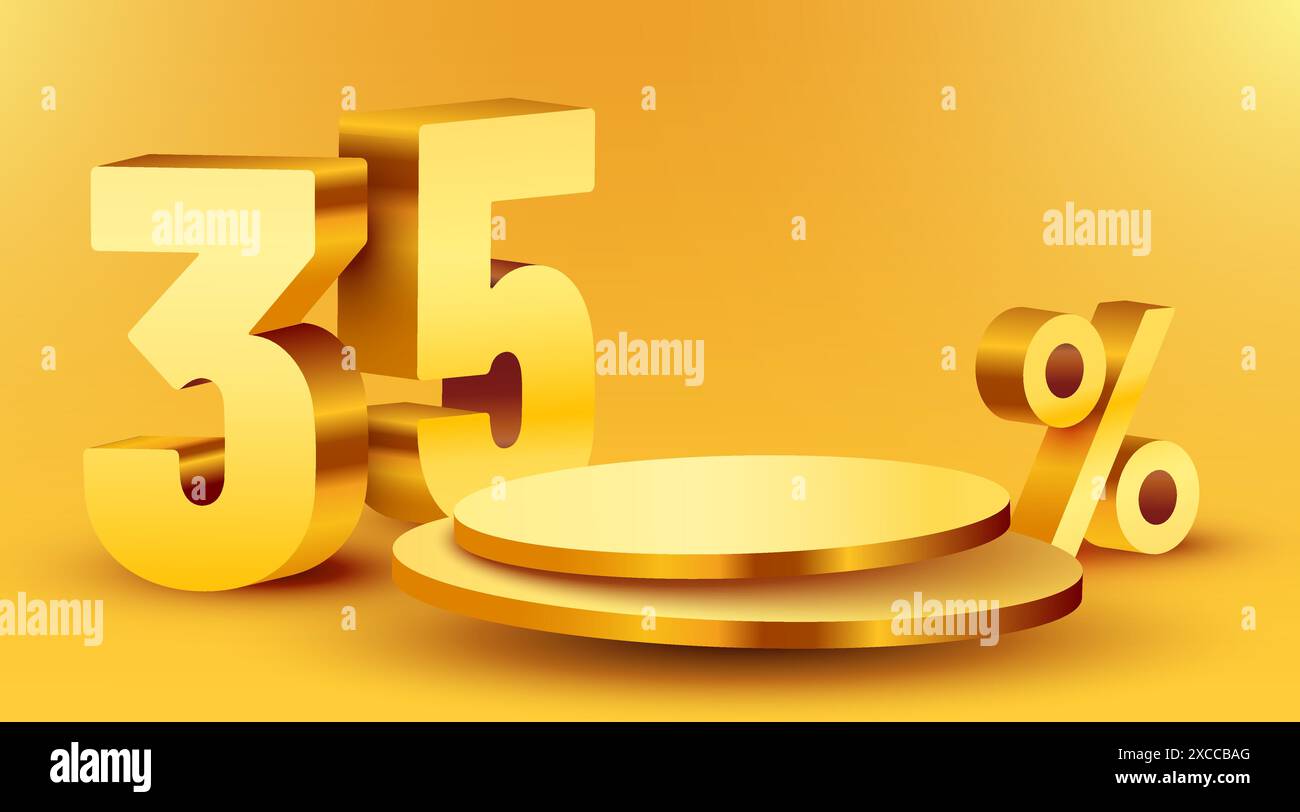 35 percent Off. Discount creative composition. Product presentation ...