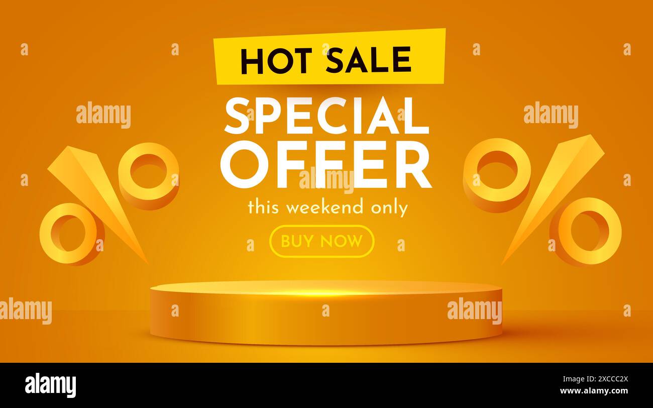 Colorful discount sale podium. Special offer composition. Vector ...
