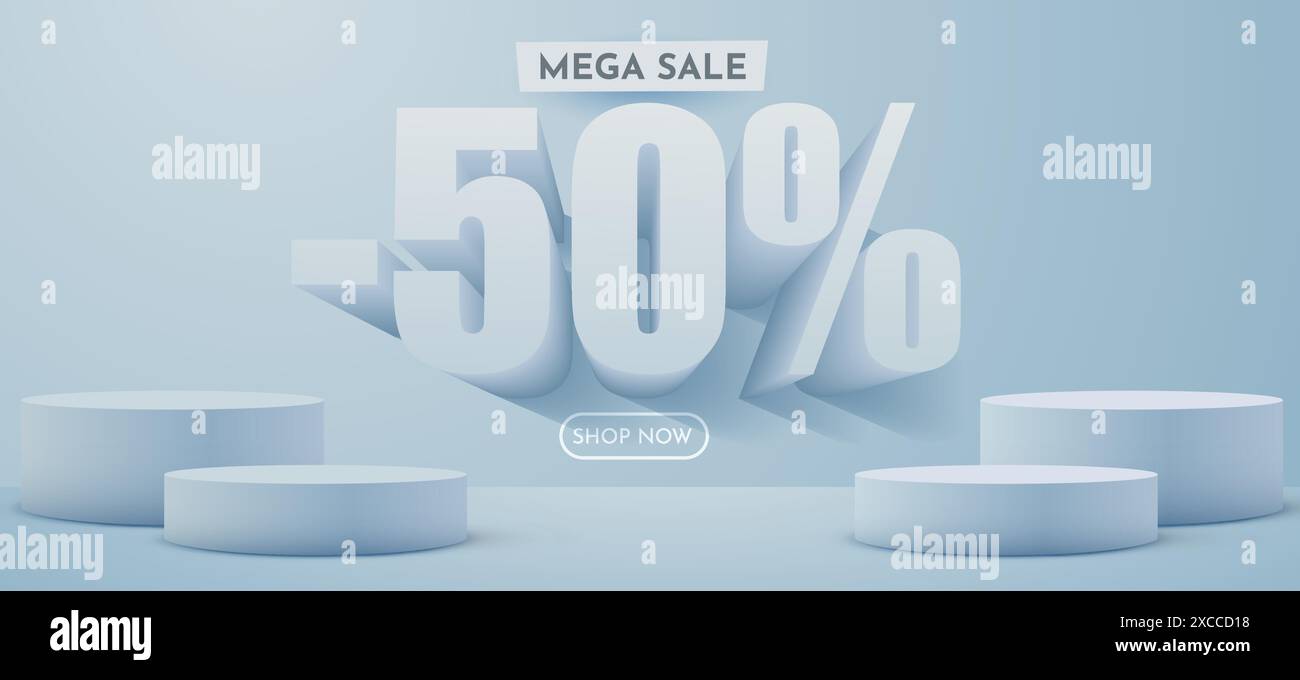 50 percent Off. Discount creative composition. Product presentation ...