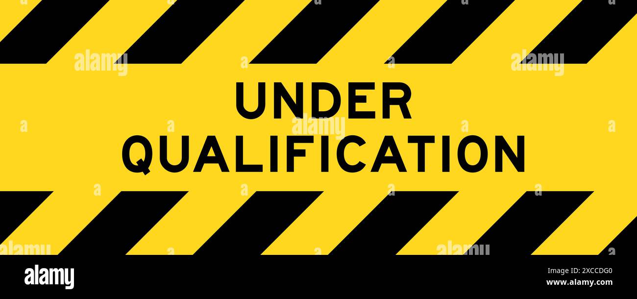 Yellow and black color with line striped label banner with word under ...