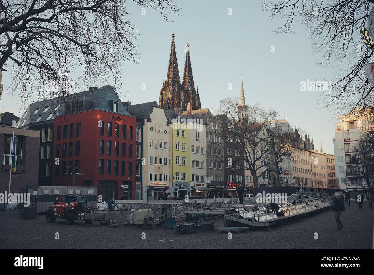 Evening in Cologne: Kölner Dom's spires tower over a blend of modern ...