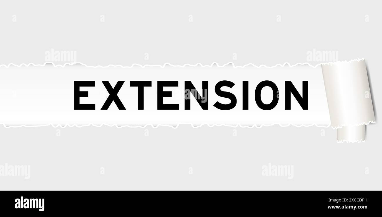 Ripped gray paper background that have word extension under torn part ...