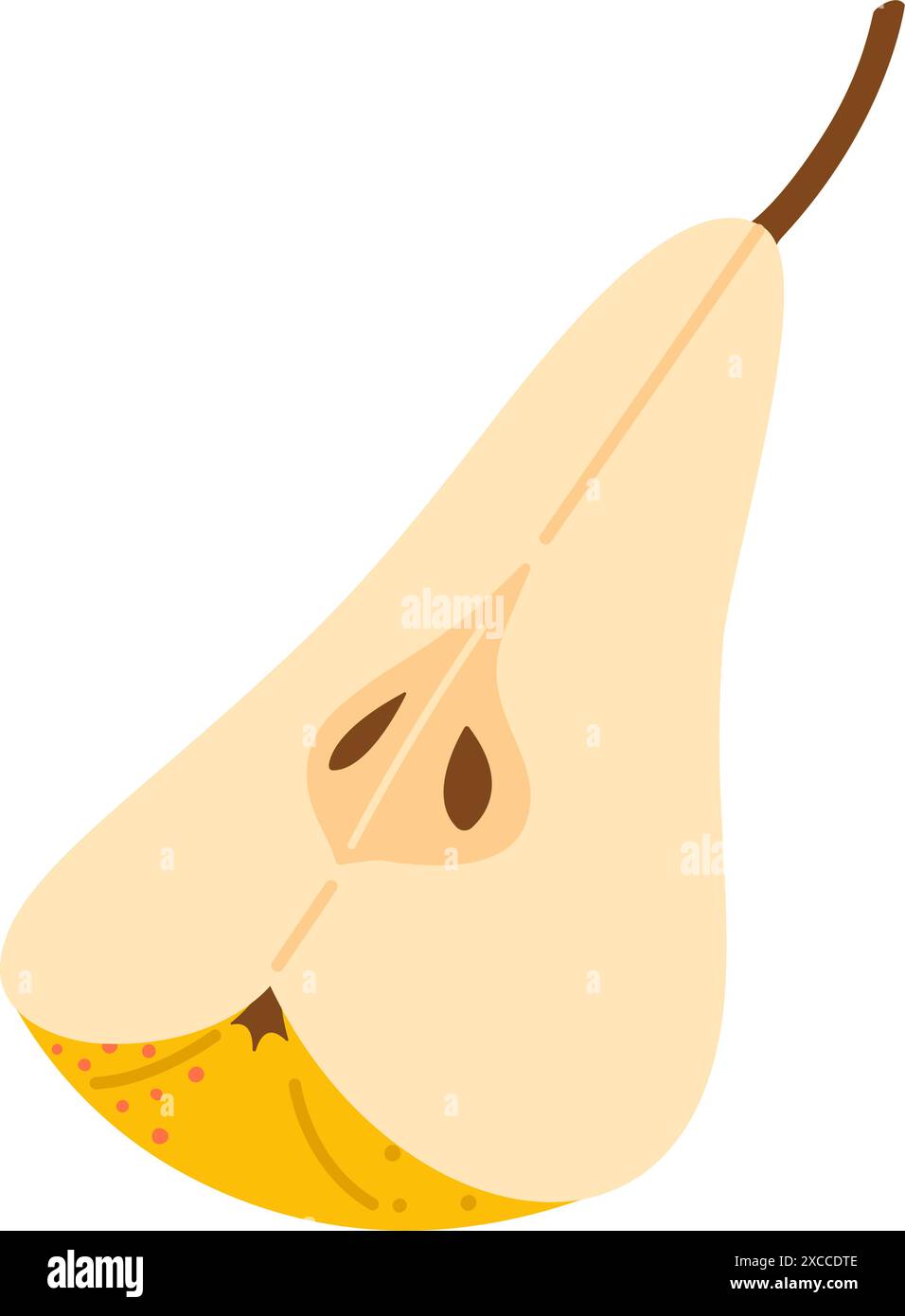 Cut yellow pear cartoon icon. Cross section of cut fresh, juicy yellow ...
