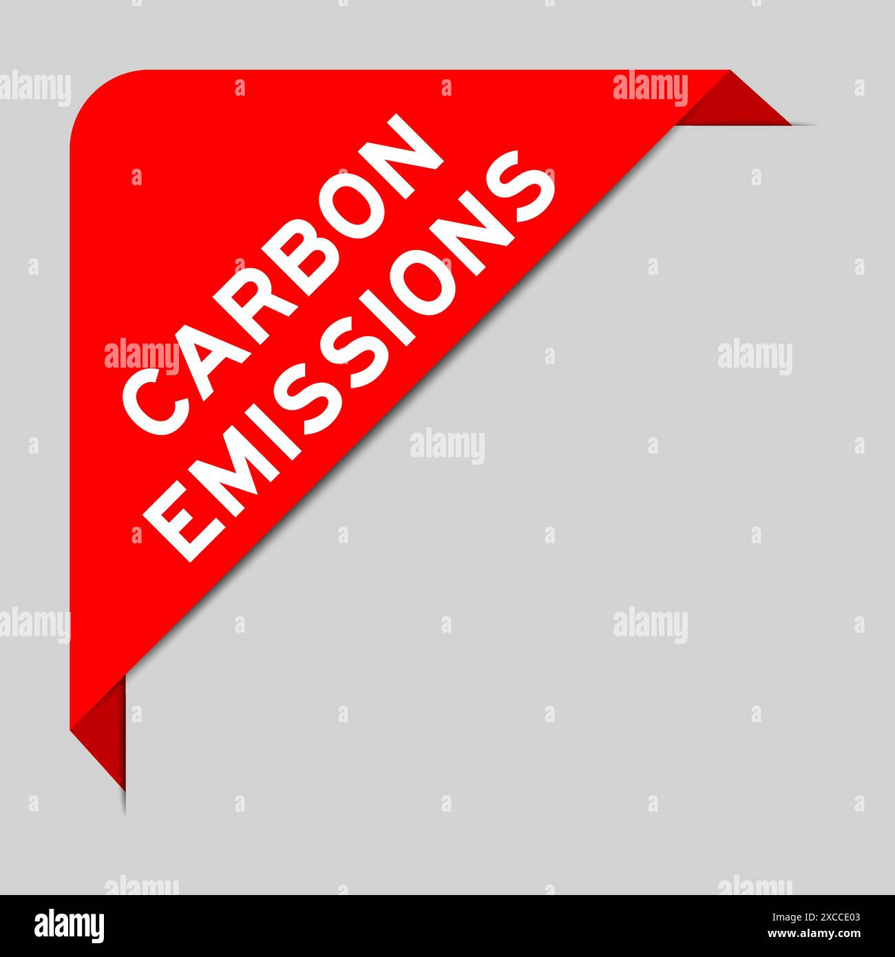 Red color of corner label banner with word carbon emissions on gray ...