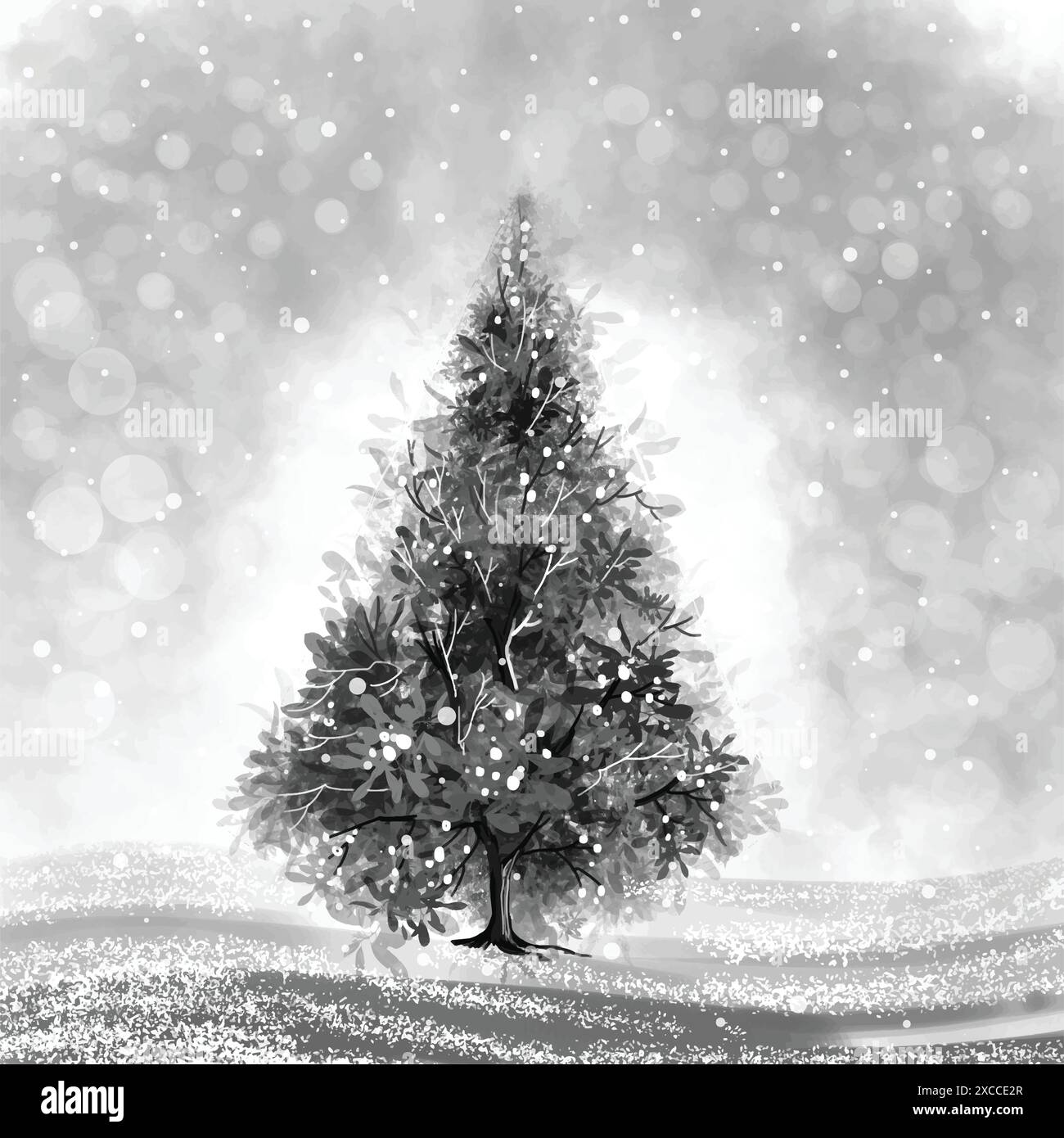 Merry christmas watercolor background Black and White Stock Photos ...