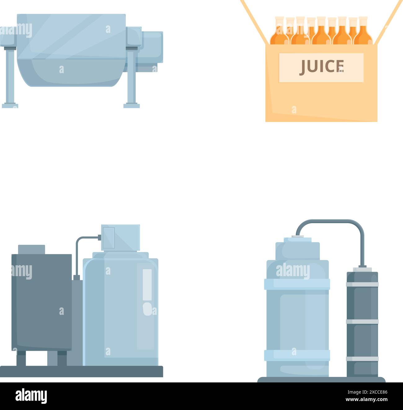 Collection of vector icons depicting various industrial equipment and ...