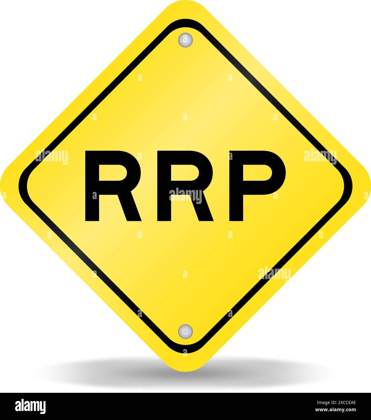Yellow color transportation sign with word RRP (Abbreviation of ...