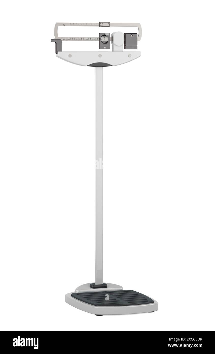 Mechanical Balance Beam Scale, 3D rendering isolated on white ...