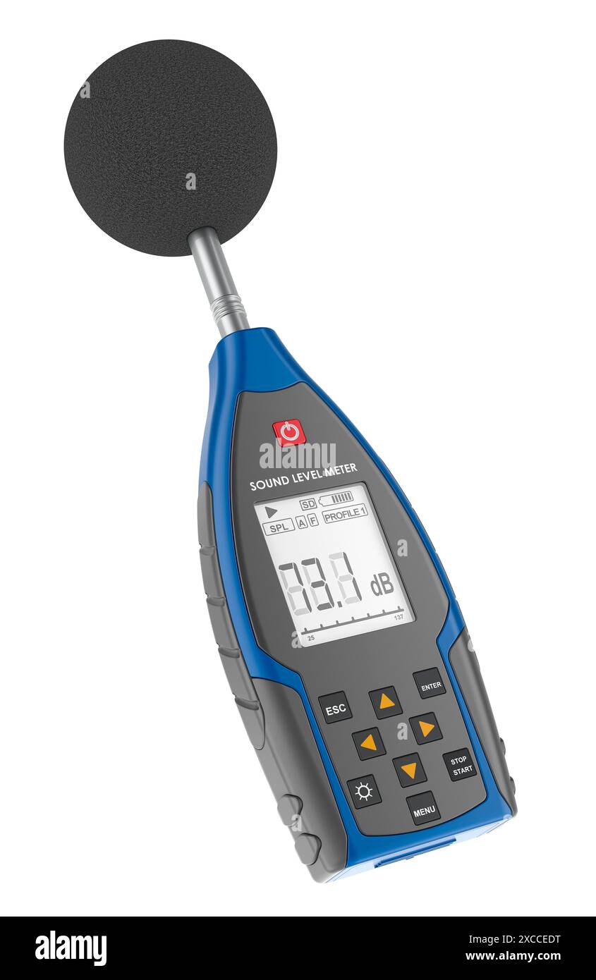 Digital Sound Level Meter, Decibel Meter. 3D rendering isolated on ...